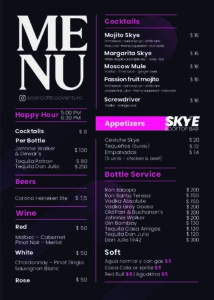 menu – SKYE ROOFTOP BAR